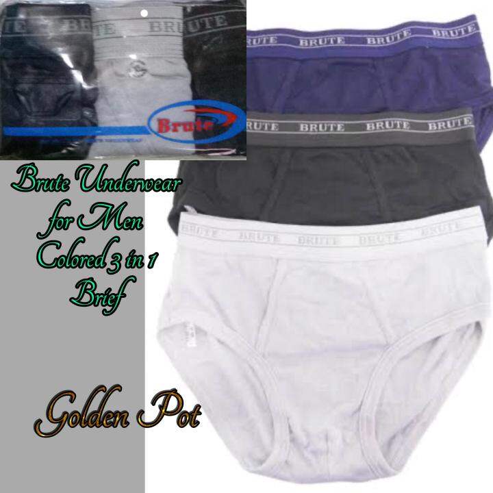BRUTE Underwear Brief for Men. 3 in 1 colored brief. Original Brute ...