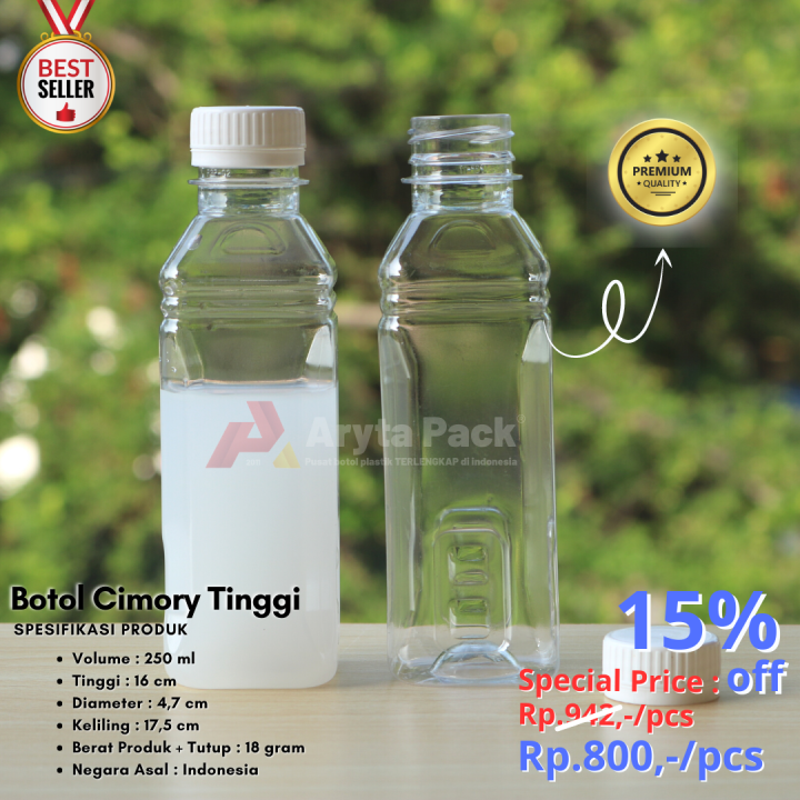 Botol plastik PET 250ml cimori cimory tinggi minuman mineral jus susu ...