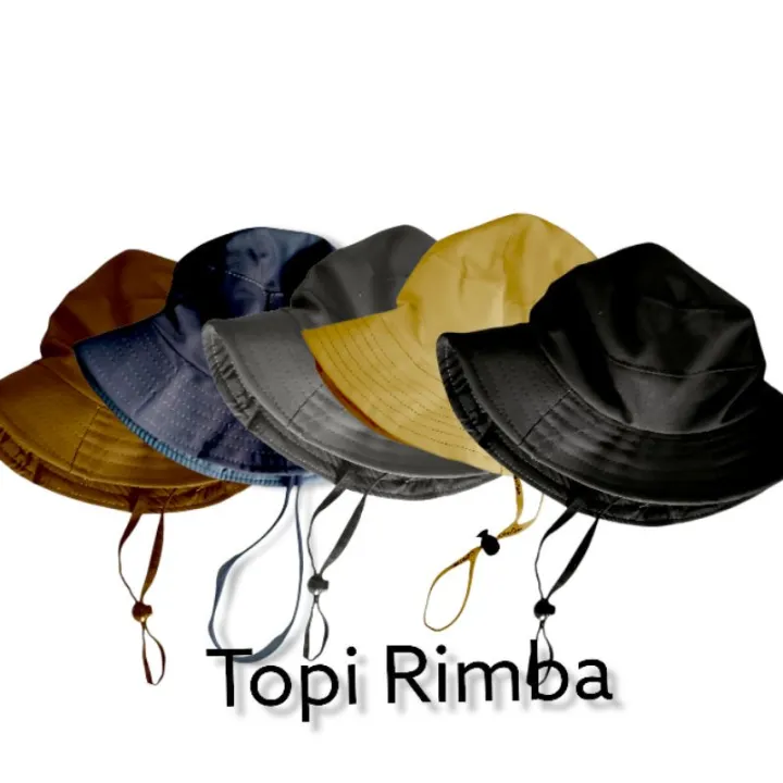 Topi Gunung Rimba Hiking Hutan Camping Hat Tali Cream Outbound Lapangan ...