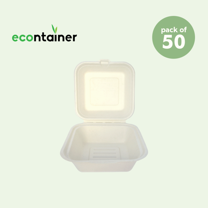 Econtainer B003 600ml Square Sugarcane Bagasse Take-out box Compostable ...