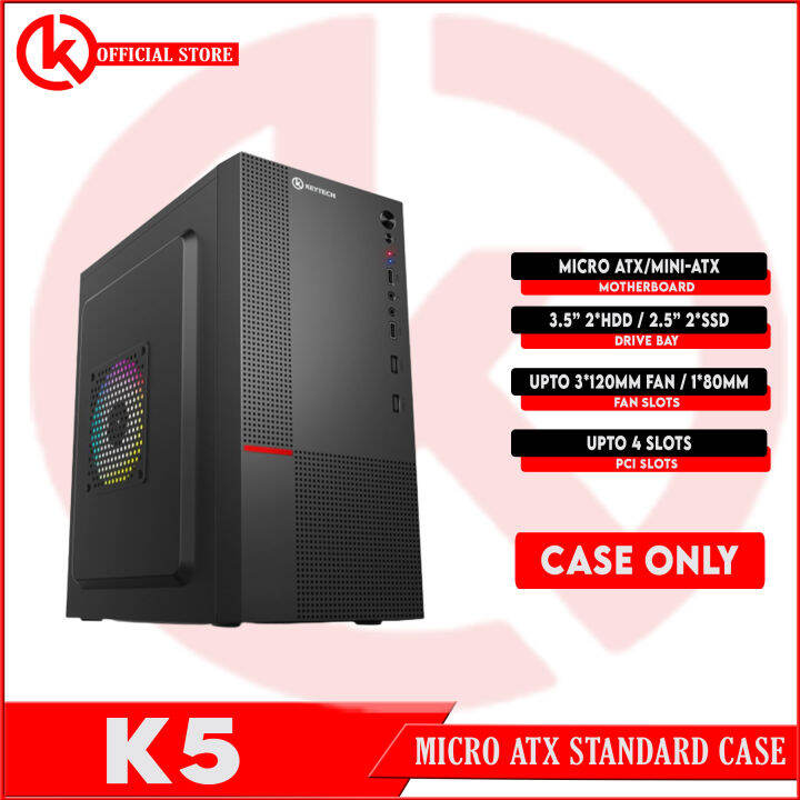 KEYTECH K5 Micro ATX Standard Computer Case, Micro Mini ATX ,ITX Black ...