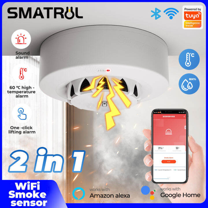 SMATRUL Tuya Wifi Smart Smoke Detector Fire Sensor Alarm, High ...