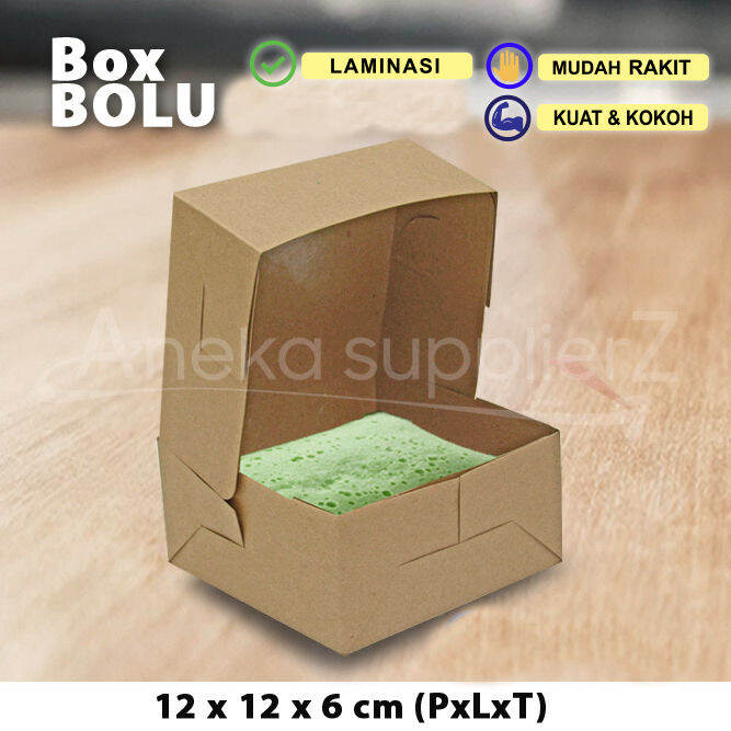 Box Kue - Kotak Kue - Dus Kue -Cake Box BOLU-KRAFT COKLAT-12x12x6 cm ...