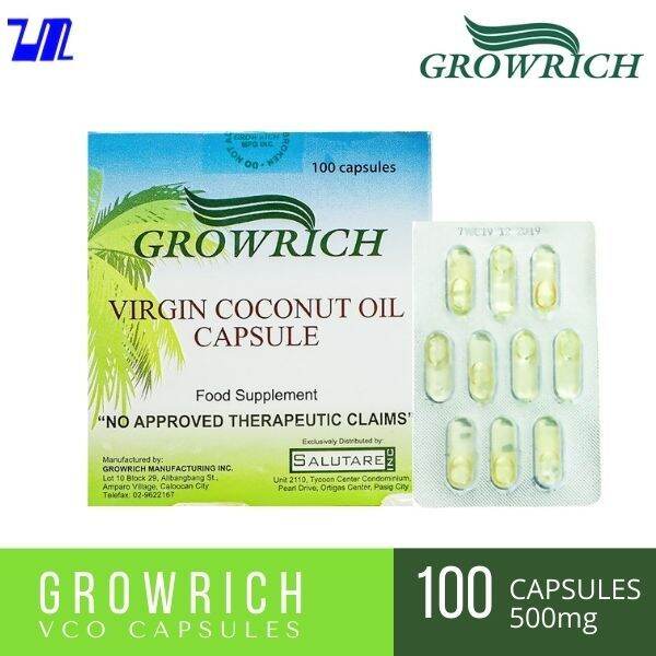 GROWRICH Virgin Coconut Oil Capsules 500mg Organic Vco Capsules 50's ...