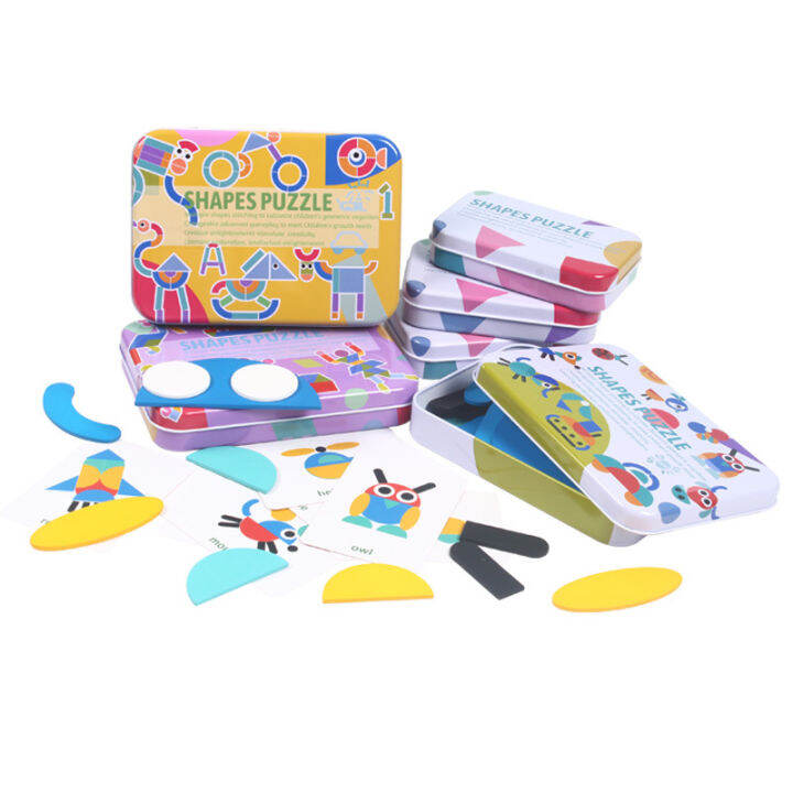 Wooden DIY Tangram Jigsaw Pattern Blocks Animals Jigsaw Puzzle Sorting ...