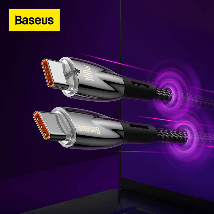 Baseus PD100W LED Light USB C Cable 5A Fast Charging Data Cable Type-C ...