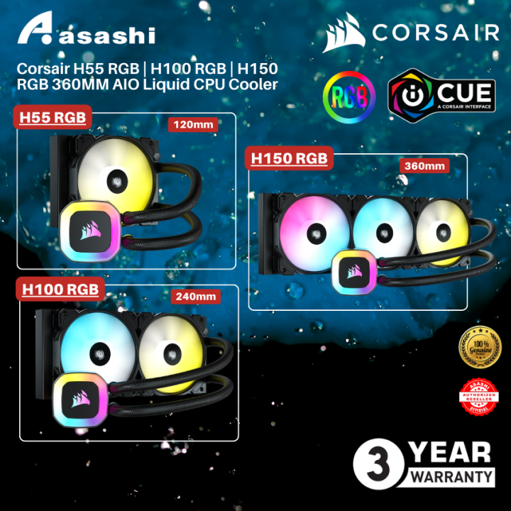 Corsair H55 RGB 120MM | H100 RGB 240MM | H150 RGB 360MM AIO Liquid CPU ...