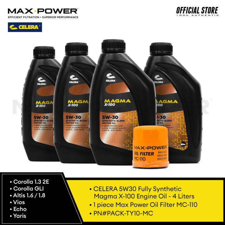 CELERA Magma X-100 5W30 Synthetic Car Engine Oil JM05509 + MAX Power ...