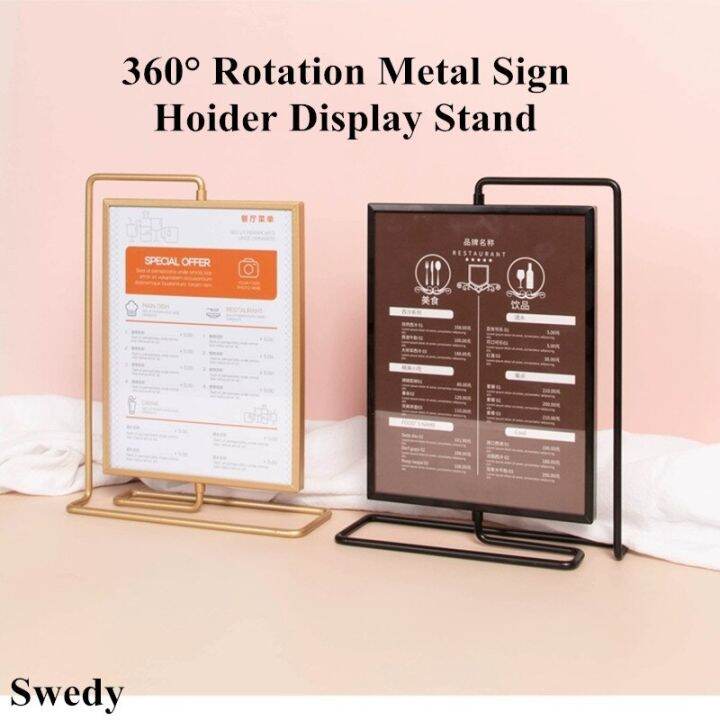 Double Side Rotating Metal Acrylic Sign Holder Display Stand Ad Picture ...