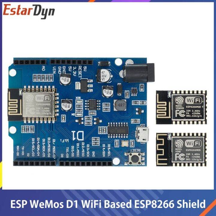อุปกรณ์อิเล็กทรอนิกส์อัจฉริยะ Esp 12f 12e Wemos D1 Wifi Uno Based Esp8266 Shield สําหรับ Ide