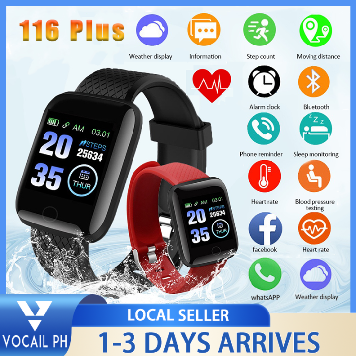 Digital Smart Watch D13/116 Plus Waterproof Color Screen Exercise Heart Rate Blood Pressure ...