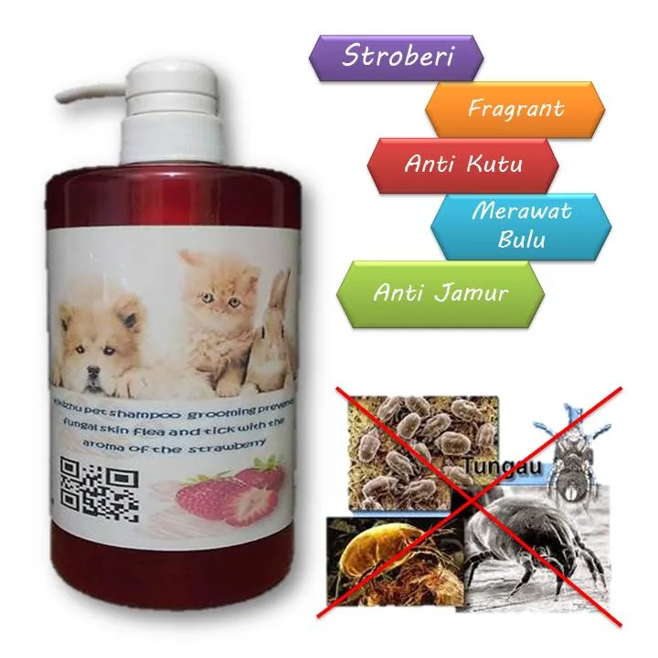 sampo shampo anti kutu kucing anjing dan kelinci aroma stroberi 500ml ...