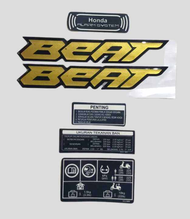 emblem honda logo beat crome gold dan STICKER WARNING PERINGATAN HONDA ...