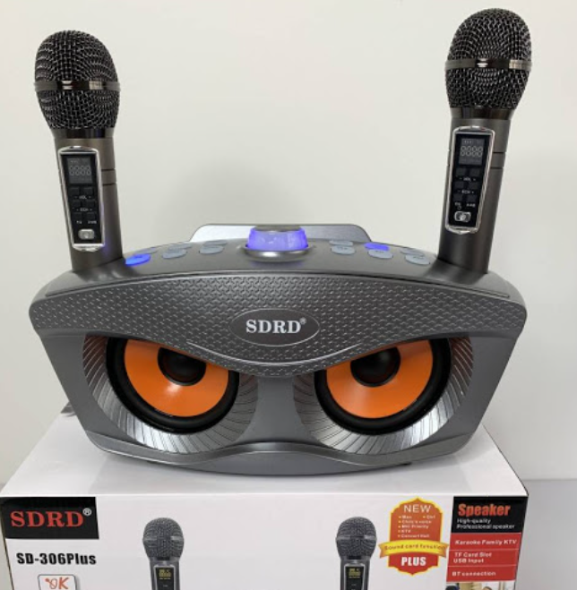 Loa karaoke bluetooth SD 306 Plus - Loa mắt cú nâng cấp của SD 306 - Tặng kèm 2 micro không dây ...