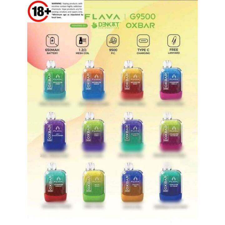 vape Flava Oxbar 9500 Puffs Disp Pod 9.5k Disposable Vape FREE LANYARD ...