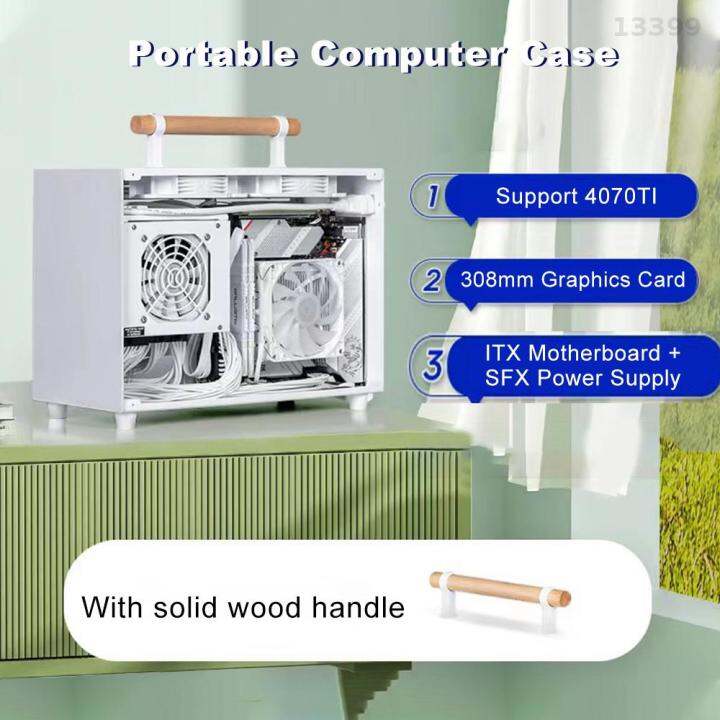 Portabel Kecil Casing Komputer Cangkang Aluminium Kompak Pc Casing Pc Desktop 308mm Kartu Grafis