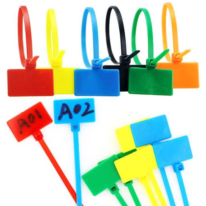 100PCS easy-to-mark cable tie 4x150mm nylon cable tie label plastic ...