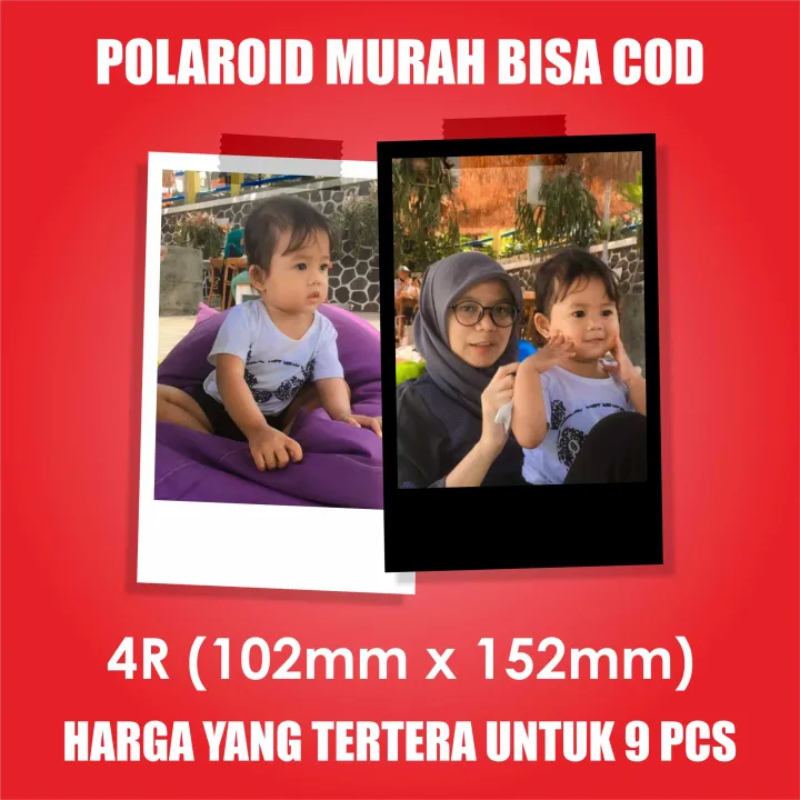 (ISI 9 PCS) Jasa Cetak Foto Ala-Ala Polaroid Ukuran 4R (10,2x15,2cm) Warna Frame Hitam & Putih ...