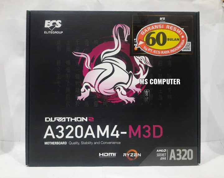 MOTHERBOARD AMD ECS A320AM4-M3D | Lazada Indonesia
