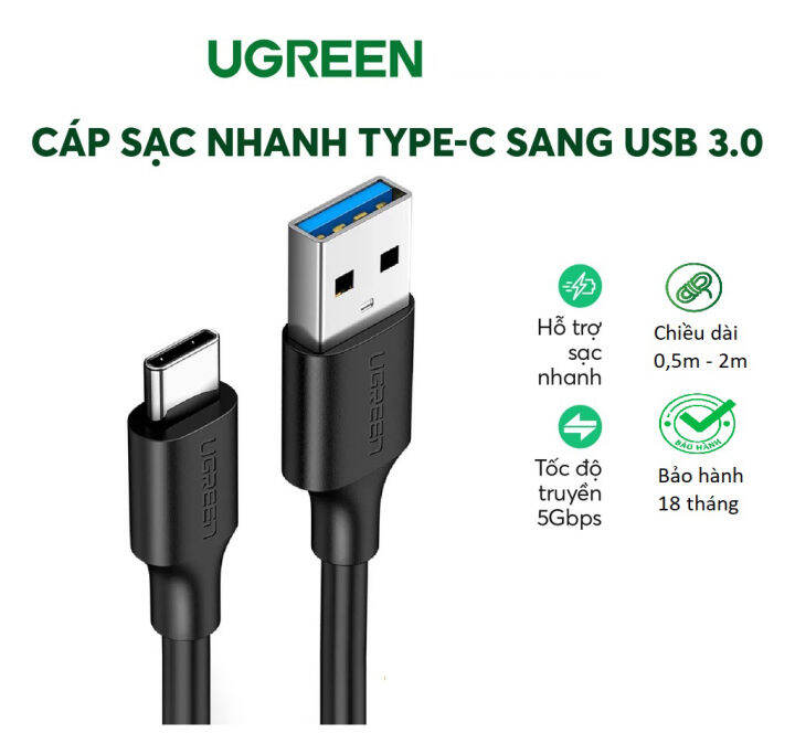 Ugreen 20882 1M màu Đen Dây USB Type-C sang USB 3.0 đầu mạ Nickel ...