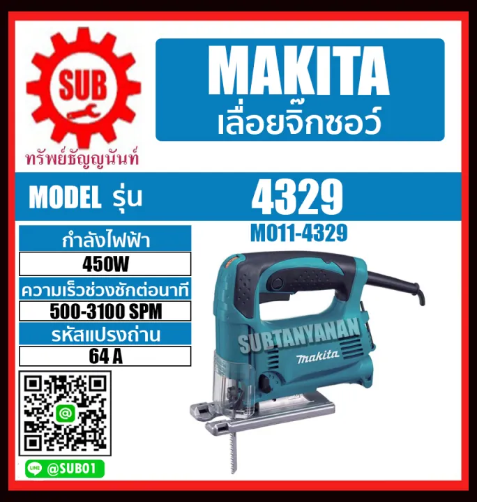 MAKITA เลื่อยจิ๊กซอ รุ่น 4329 ราคาถูกเเละดีที่นี่เท่านั้น ของเเท้ ...