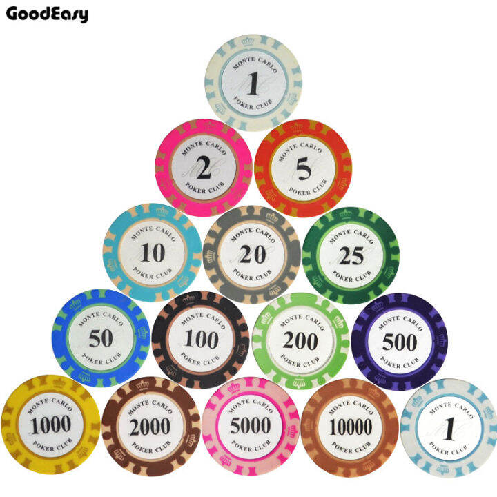 10PCSSET Poker Chips Casino Baccarat Crown Monte Carlo Design Clay ...