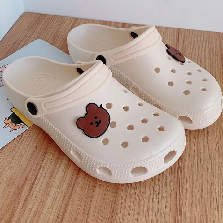 CWS-FASHIONABLE BEAR CROC SLIP ON UPPER VAMP RANDOM HALF SLIPPER SHOES ...