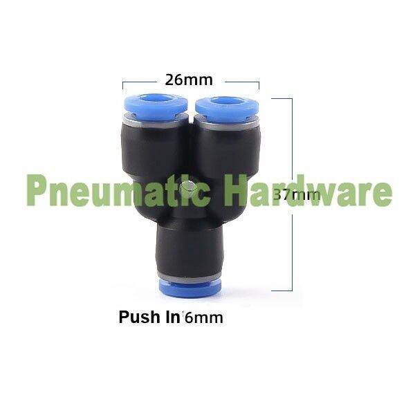 Fitting pneumatic Connector Y type Union selang 6 mm Push In KC20 ...