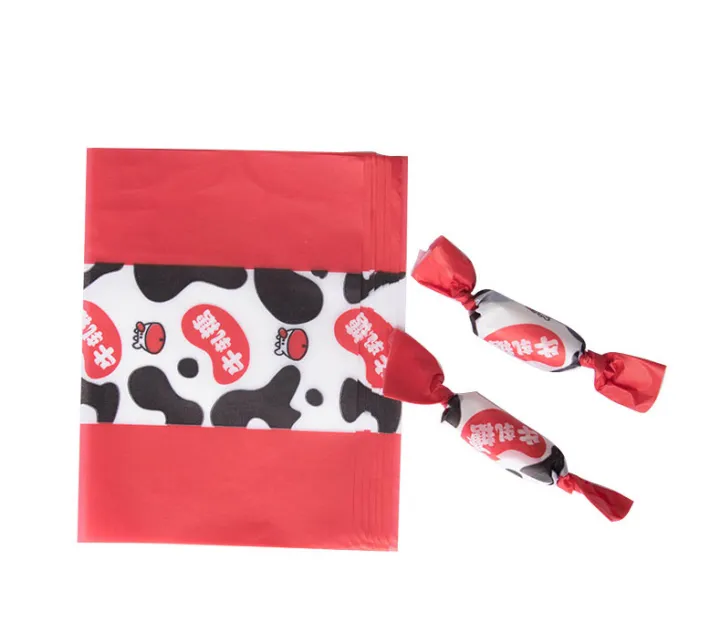 50 pcs Red Cow Print Nougat Paper Wrapper Kertas Nougat 牛扎糖精美包装纸 | Lazada