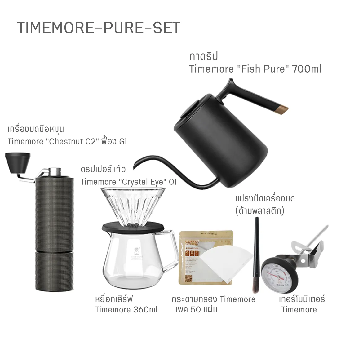 Timemore C3,C2 ชุดดริปกาแฟ สีดำ Chestnut gift box set Coffee Set [ มี ...