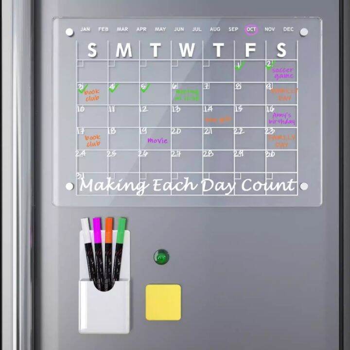 Fridge Magnet Sticker Calendar Board Planner Reusable Magnetic Dry ...