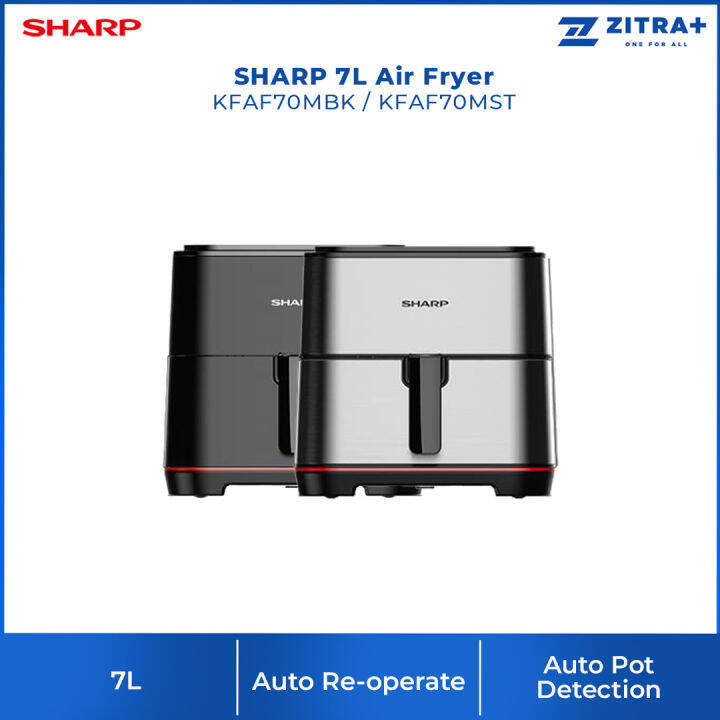 SHARP 7L Air Fryer KFAF70MBK/KFAF70MST | Drop Off Protection | Auto Pot ...