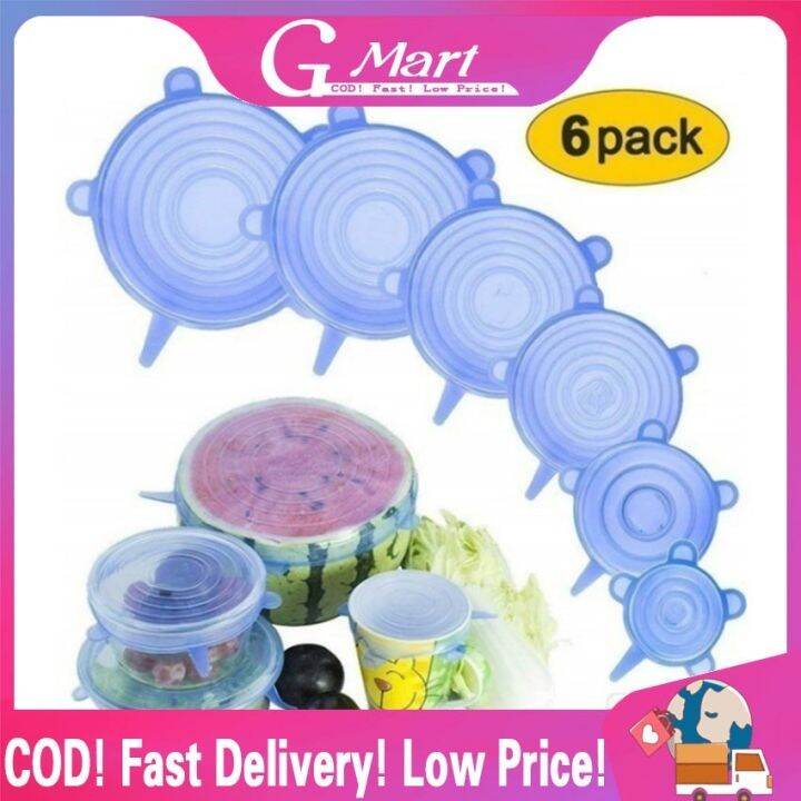 6 Pcs/Set Silicone Stretch Lids Food Cover Universal Bowl Pot Lid Food Fresh Keeping Wrap Cover ...