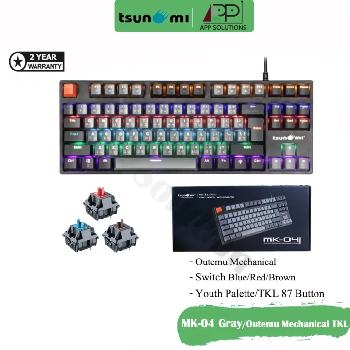 TSUNAMI KEYBOARD(คียบอร์ด)Outemu Mechanical TKL รุ่นMK-04(Youth Gray ...