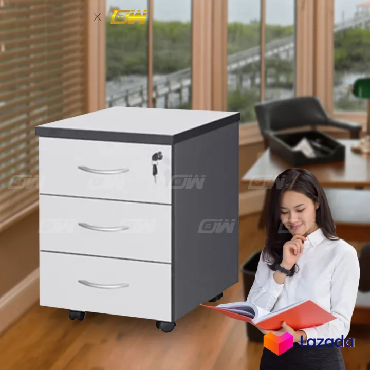 Office Table 3-Tier Drawers With Wheels L400MM X W480 X H560MM | Lazada