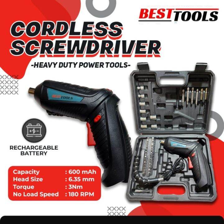 Besttools Esd 4700 Cordless Screwdriver Bor Obeng Baterai Set With Box