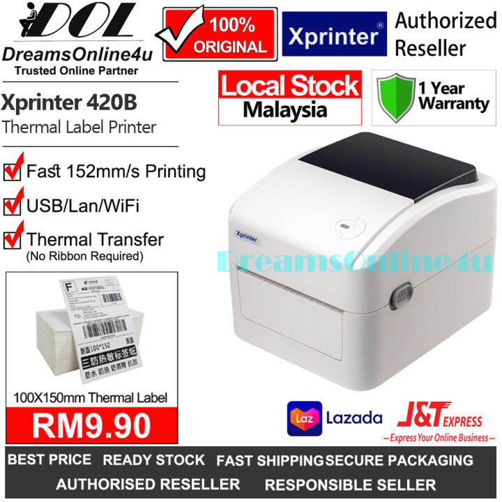 Xprinter XP-420B 108mm Label Printer Direct Thermal Transfer Air ...