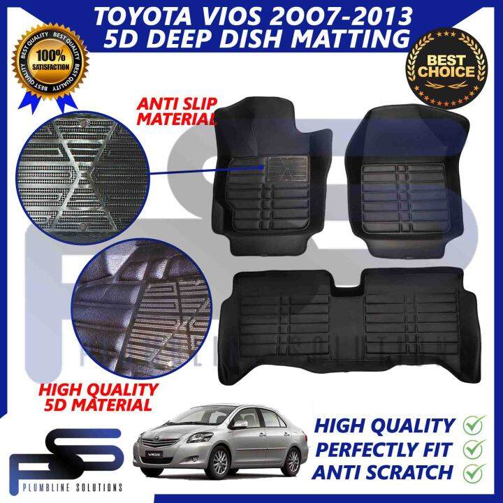 5D / Double Layer Deep Dish Matting for Toyota Vios Gen2 2007 2008 2009 ...