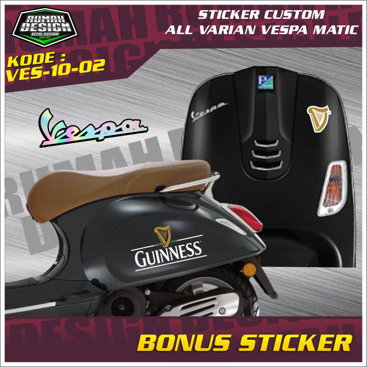 CUTTING STICKER HONDA VESPA MATIC 10 GUINNESS | Lazada Indonesia