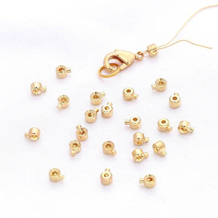 1Pc 18K Gold Plated Copper Crimp End Beads Closures Wire Fishing Line ...