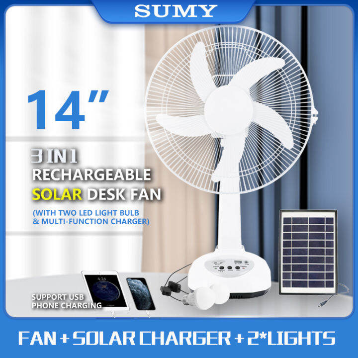 14 Inch Solar Fan Rechargeable Set Electric Fan Big Stand Fan With ...