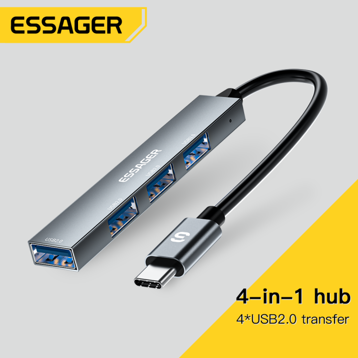 Essager 4 in 1 USB C Hub USB 2.0 High Speed Splitter Adapter ...