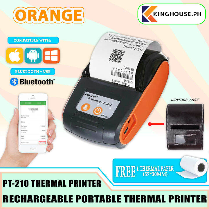 PT-210 Portable Thermal Printer Handheld 58mm Receipt Printer for Retail Stores Restaurants ...