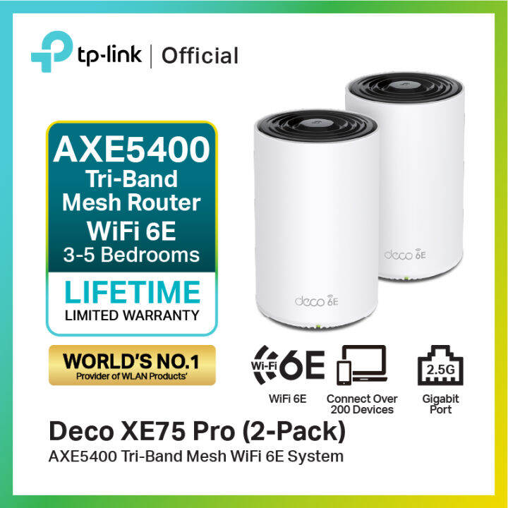 TP-Link Deco XE75 Pro AXE5400 Tri-Band Mesh Wi-Fi 6E System คลื่นความถี่ 6 GHz Port 2.5Gbps AI ...