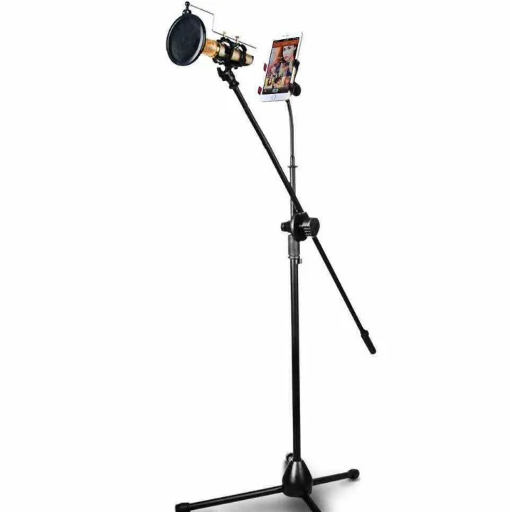 Microphone Stand with Boom Arm 360° Rotating Phone Holder One clip. two ...