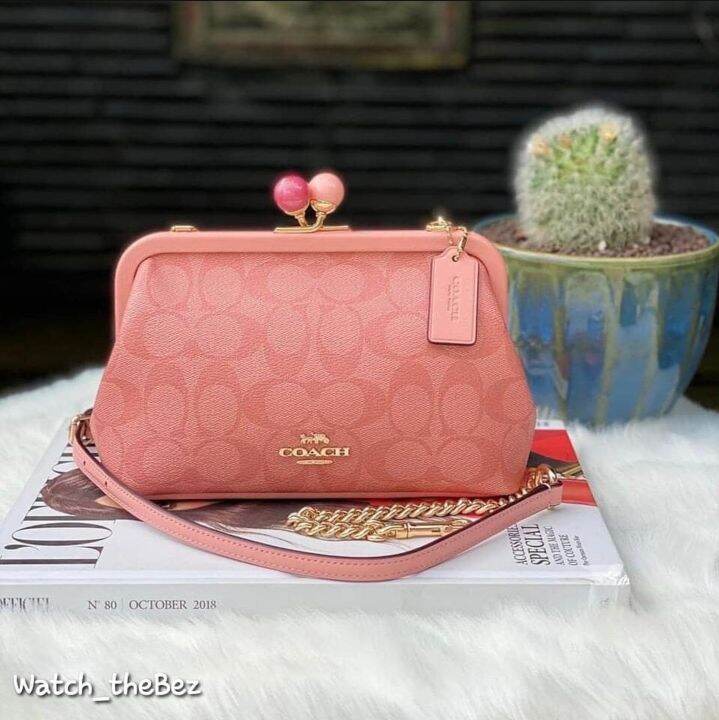 Original C1452 Coach Nora Kisslock Women's Crossbody Bag In Signature ...