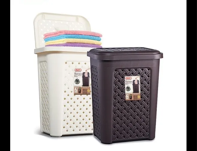 RATTAN LAUNDRY BASKET Hamper with Cover / Laundry Basket Laundry ...