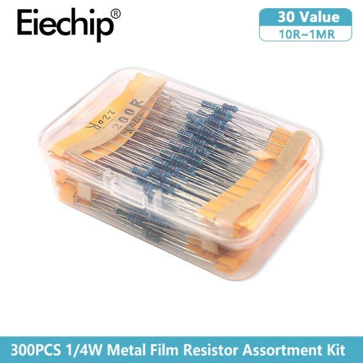 300pcs 1/4W Resistor kit (10Ω 1MΩ) Metal film Resistor 30 Value ...