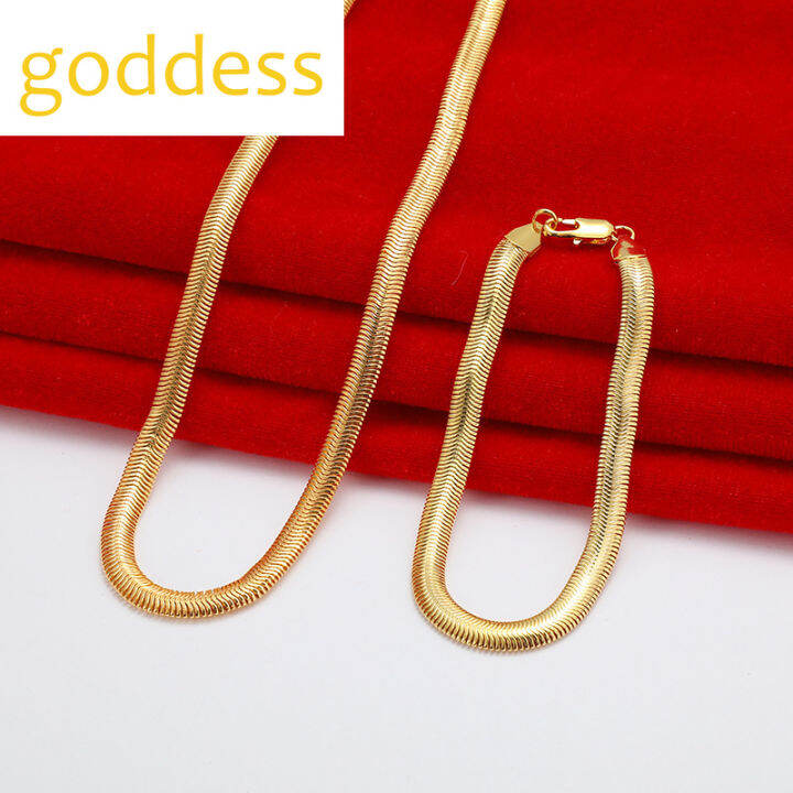 24K Saudi Gold Pawnable Snake Bone Necklace Bracelet Set | Lazada PH