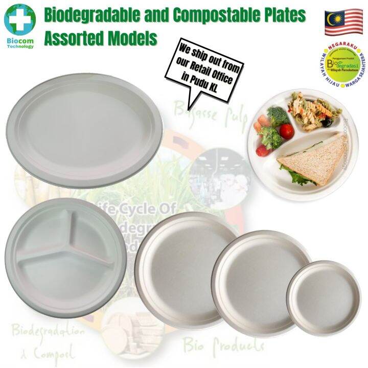 Assorted Models 50pcs Biodegradable and Compostable Plate Microwave ...